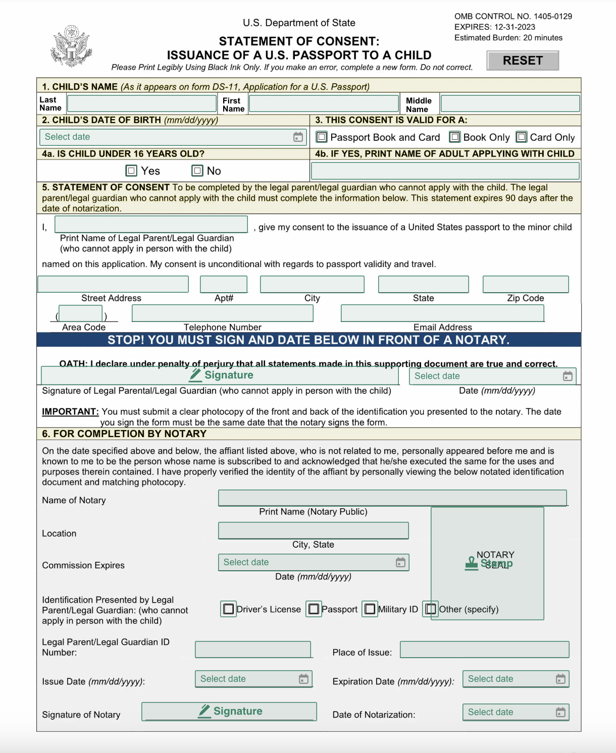 DS-3053 form template • BlueNotary