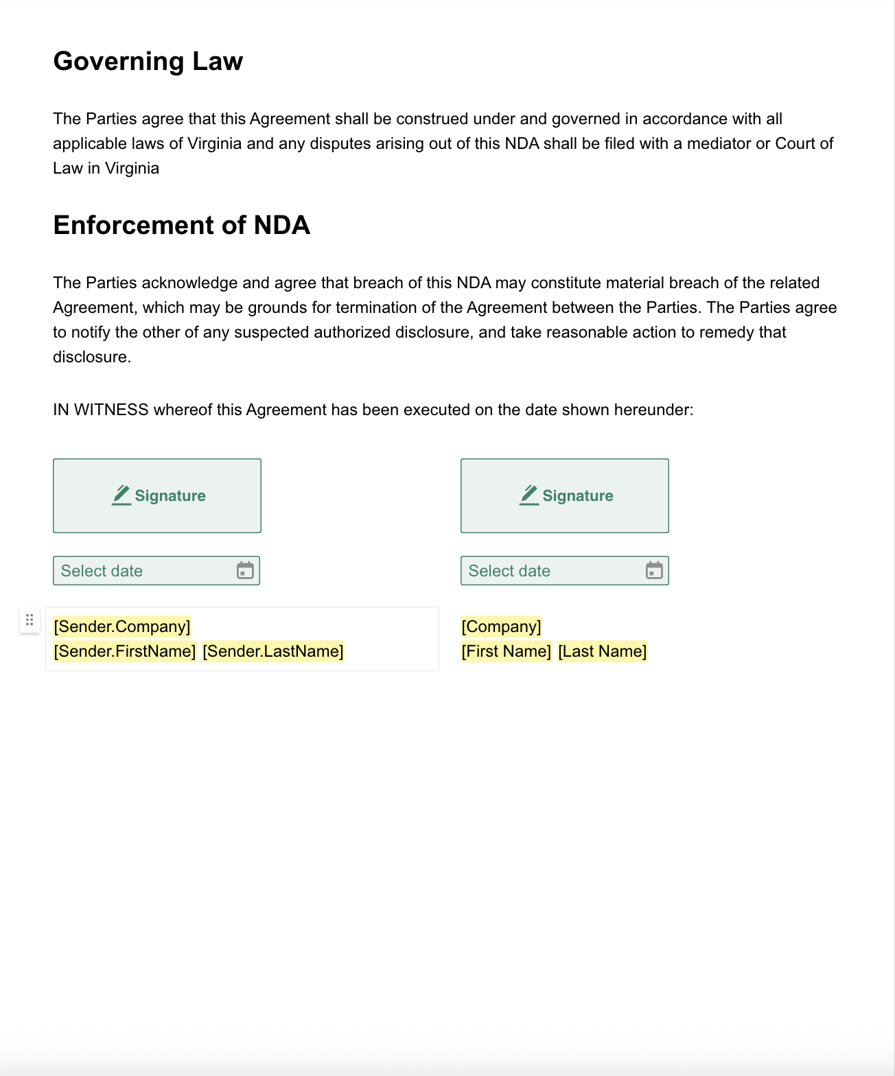 NDA Agreement Templates – BlueNotary